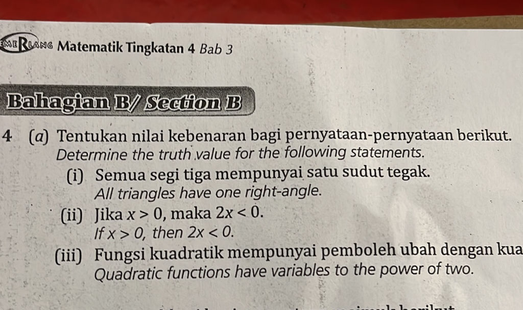 4 (a) Tentukan nilai kebenaran bagi | StudyX