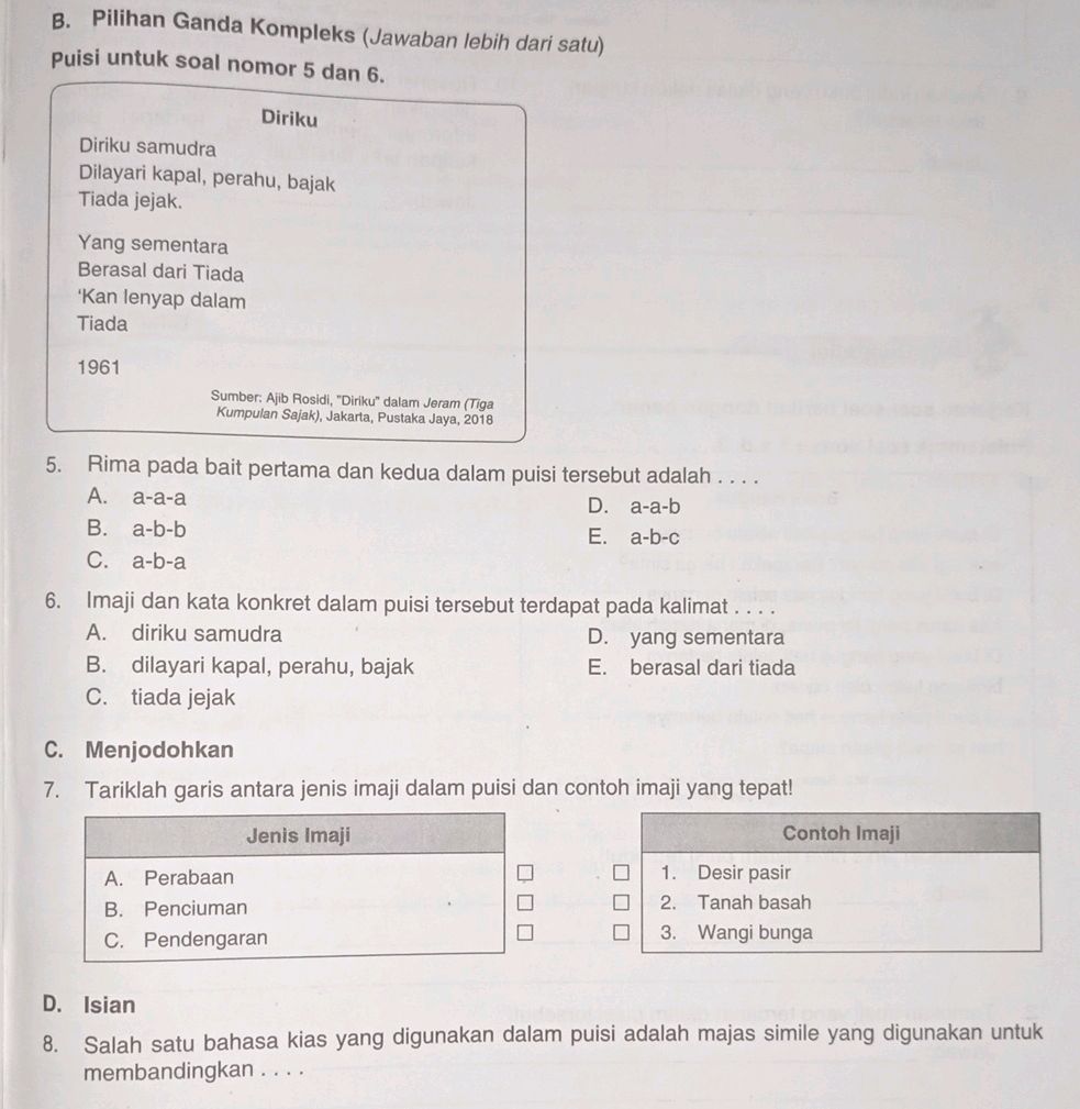 Puisi untuk soal nomor 5 dan 6. Diriku | StudyX