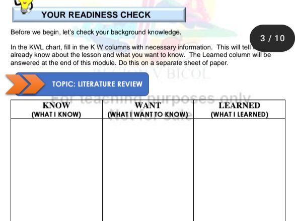 In the KWL chart, fill in the K W columns | StudyX