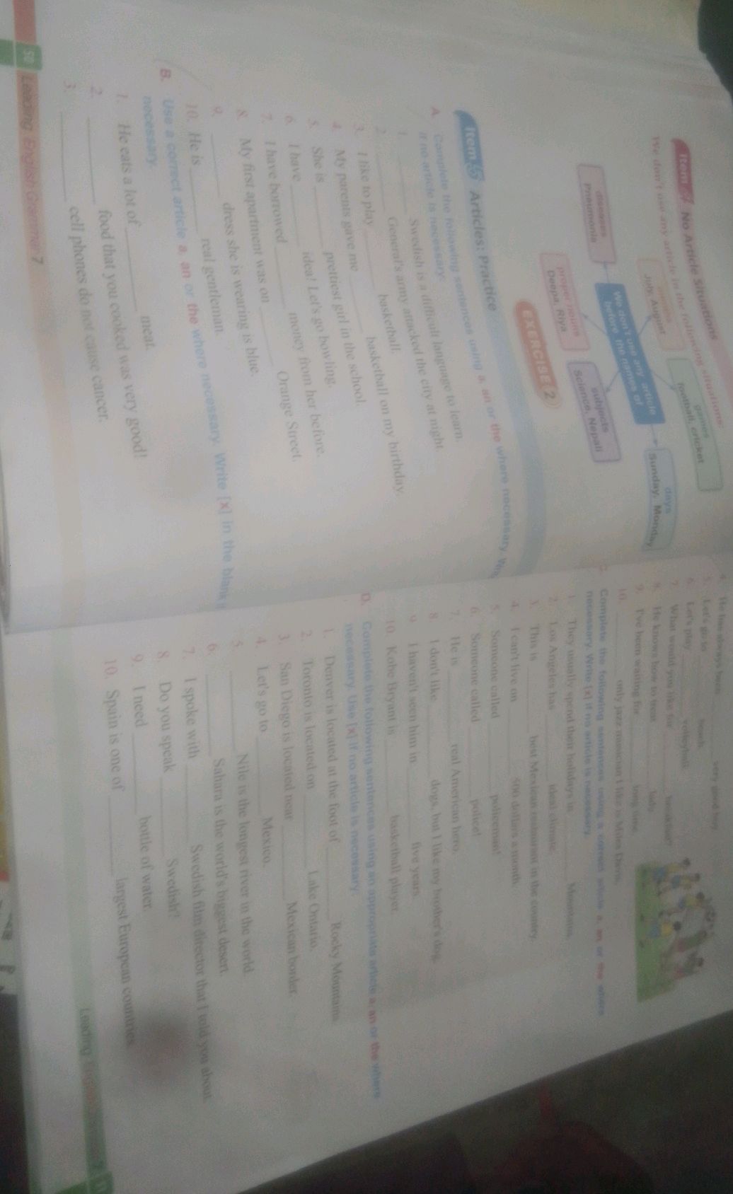 A. Complete the following sentences using a, | StudyX