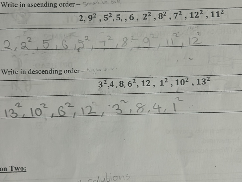 Write in ascending order - Small to big 2, | StudyX