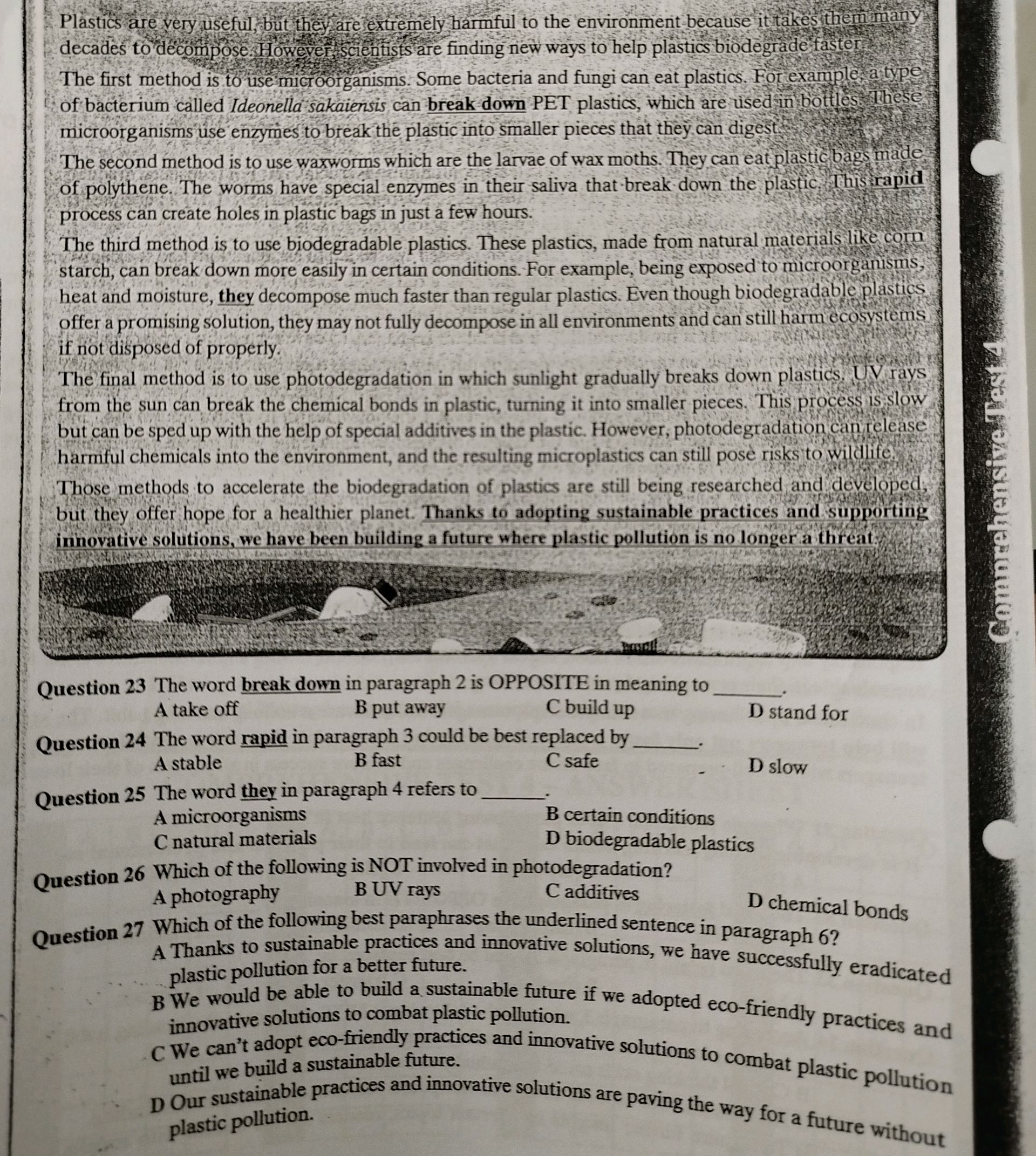 Question 23 The word break down in paragraph | StudyX