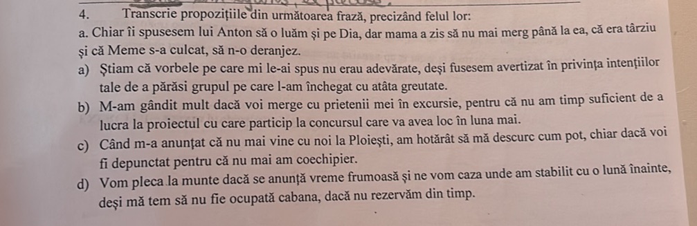 4. Transcrie propozițiile din următoarea | StudyX