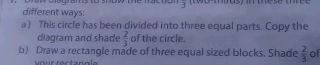 1. Draw diagrams to show the fraction $ | StudyX