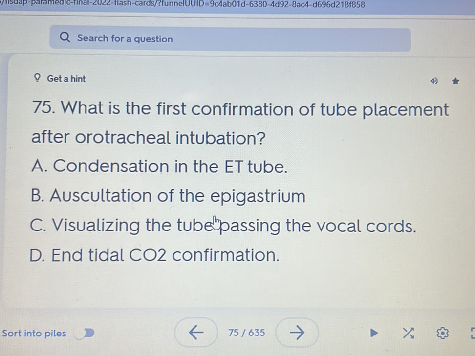 75. What is the first confirmation of tube | StudyX