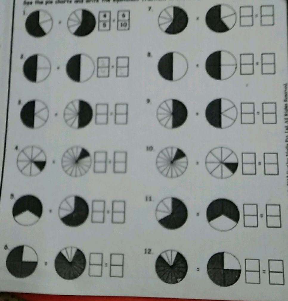 See the pie charts and write the equivalent | StudyX