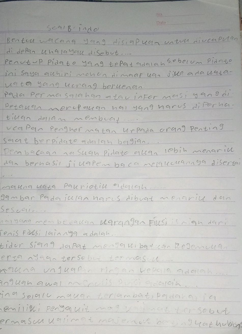 Bentuk wacana yang disiapkan untuk diucapkan | StudyX