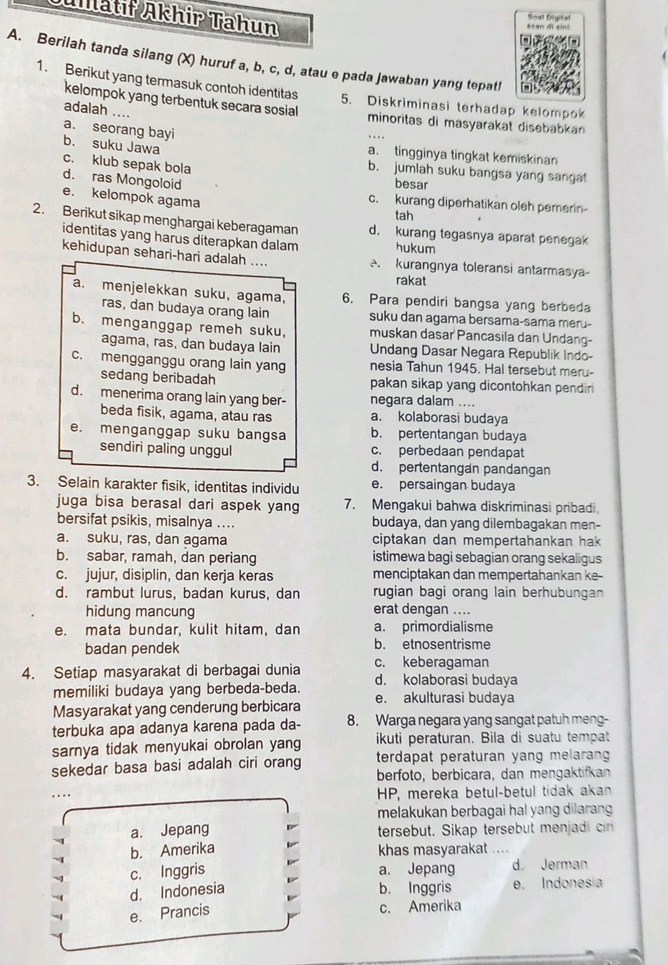 1. Berikut yang termasuk contoh identitas | StudyX