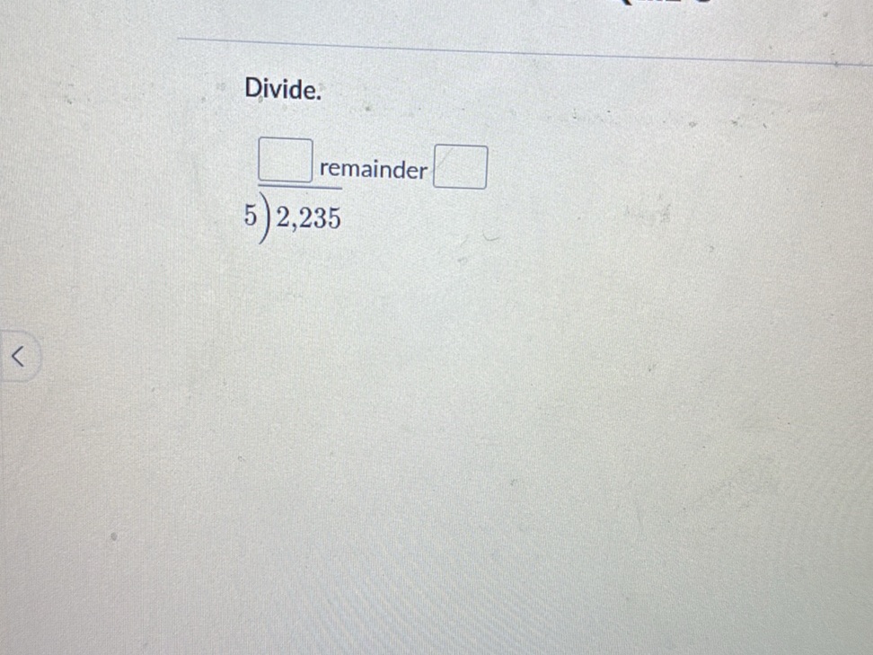 Dividing 2235 by 5 with remainder | StudyX