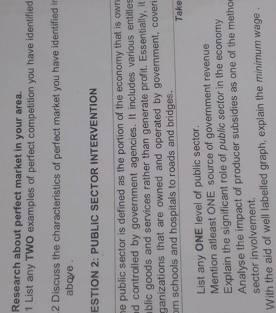 1 List any TWO examples of perfect | StudyX