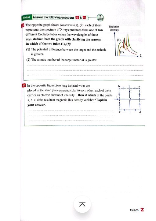 45 The opposite graph shows two curves (1), | StudyX