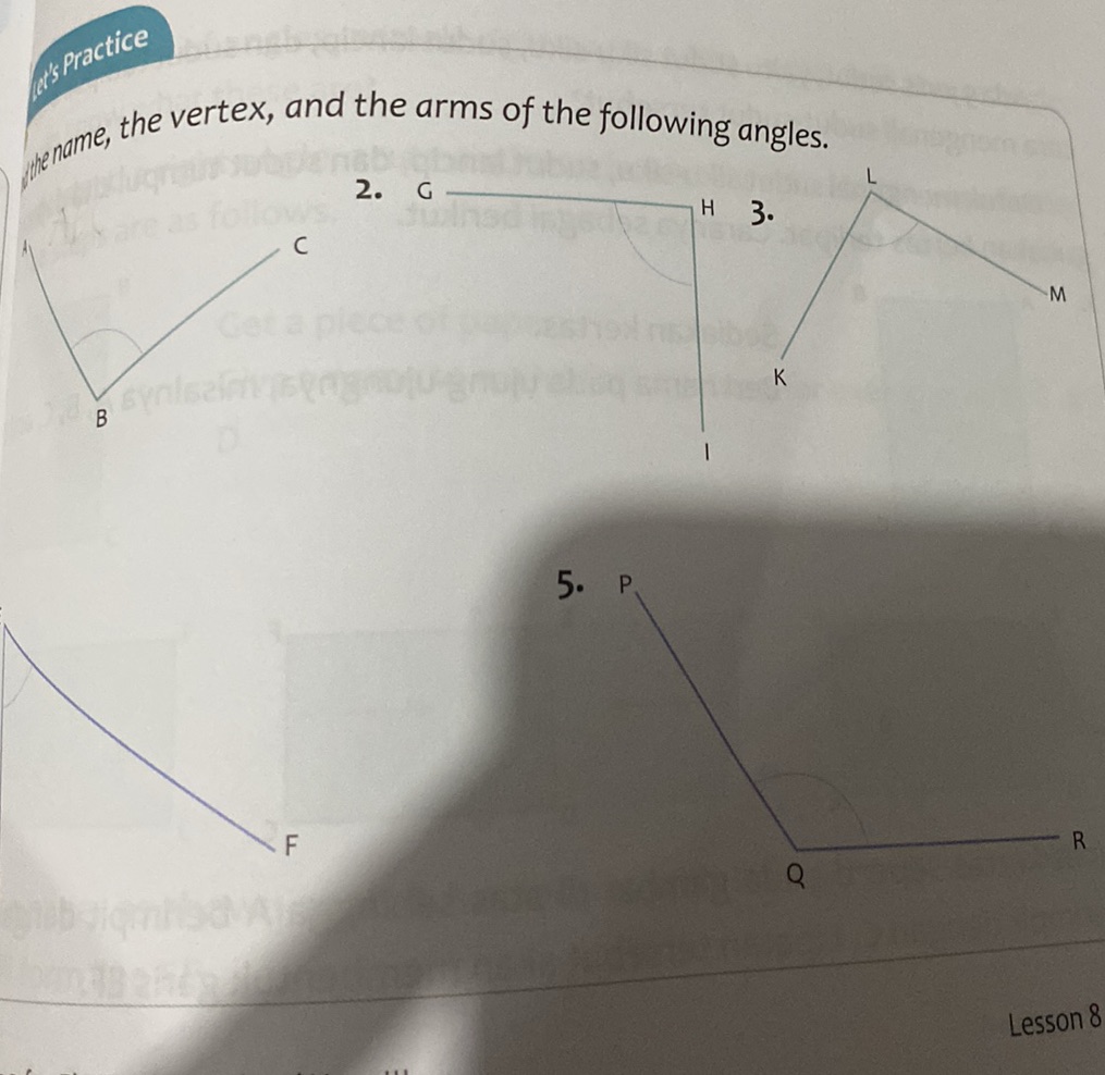 Find the name, the vertex, and the arms of | StudyX