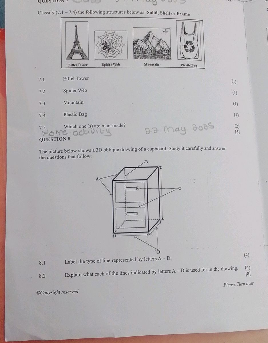 Classify (7.1-7.4) the following structures | StudyX