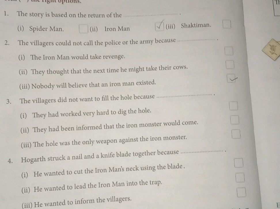 Pick ( ) the right options. 1. The story is | StudyX