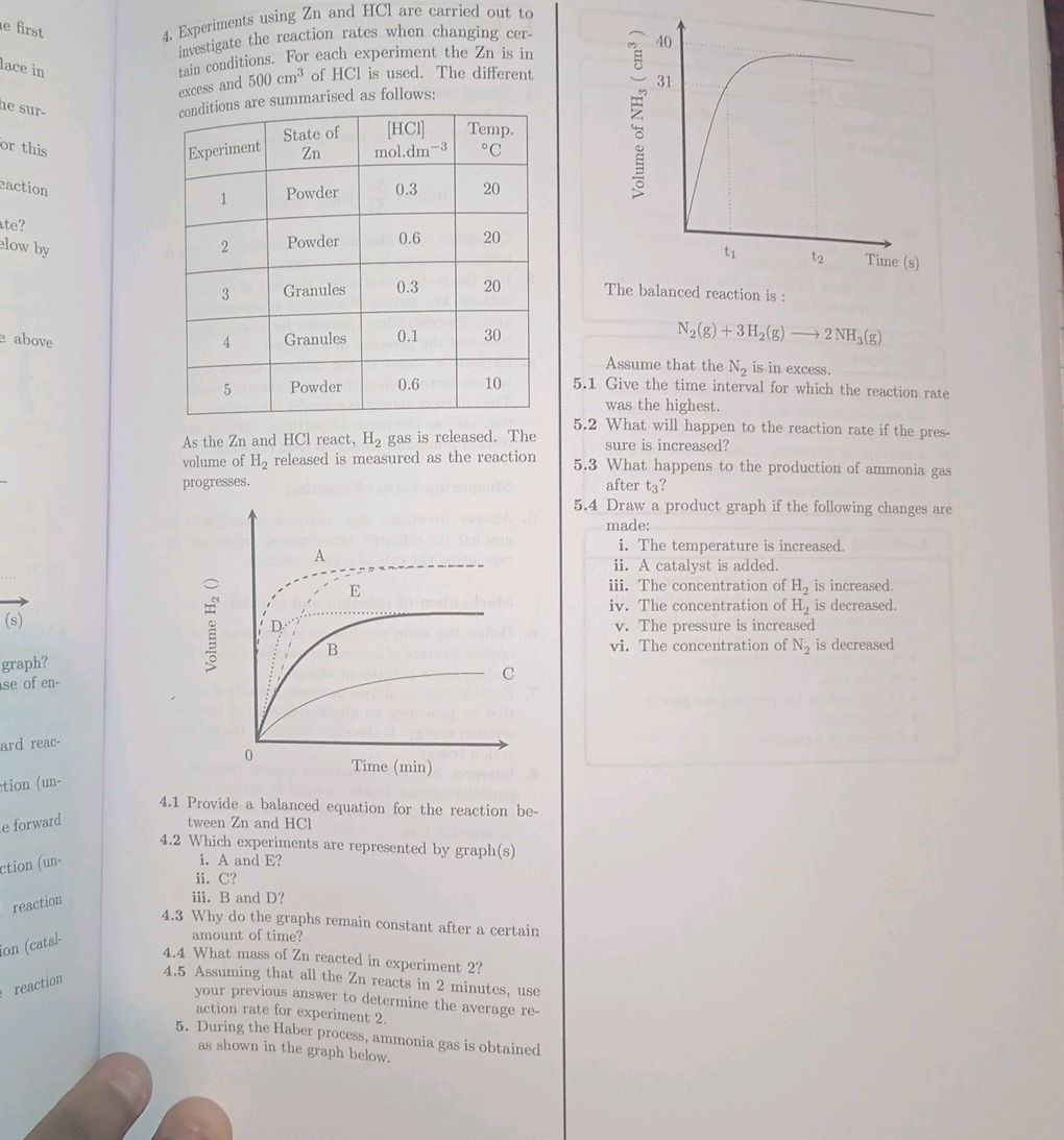 4. Experiments using Zn and HCl are carried | StudyX