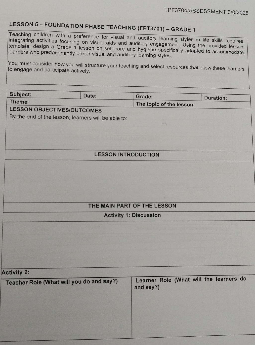 LESSON 5 - FOUNDATION PHASE TEACHING | StudyX