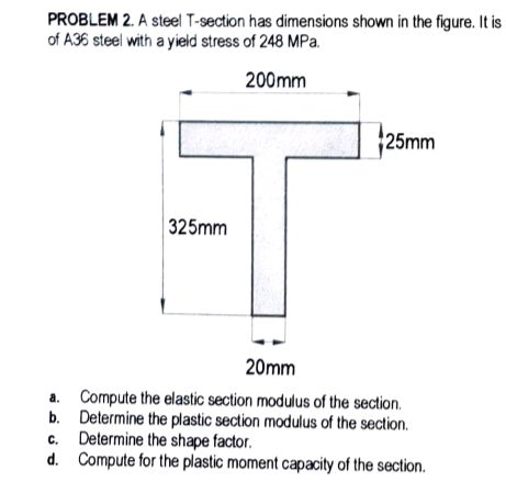 PROBLEM 2. A steel T-section has dimensions