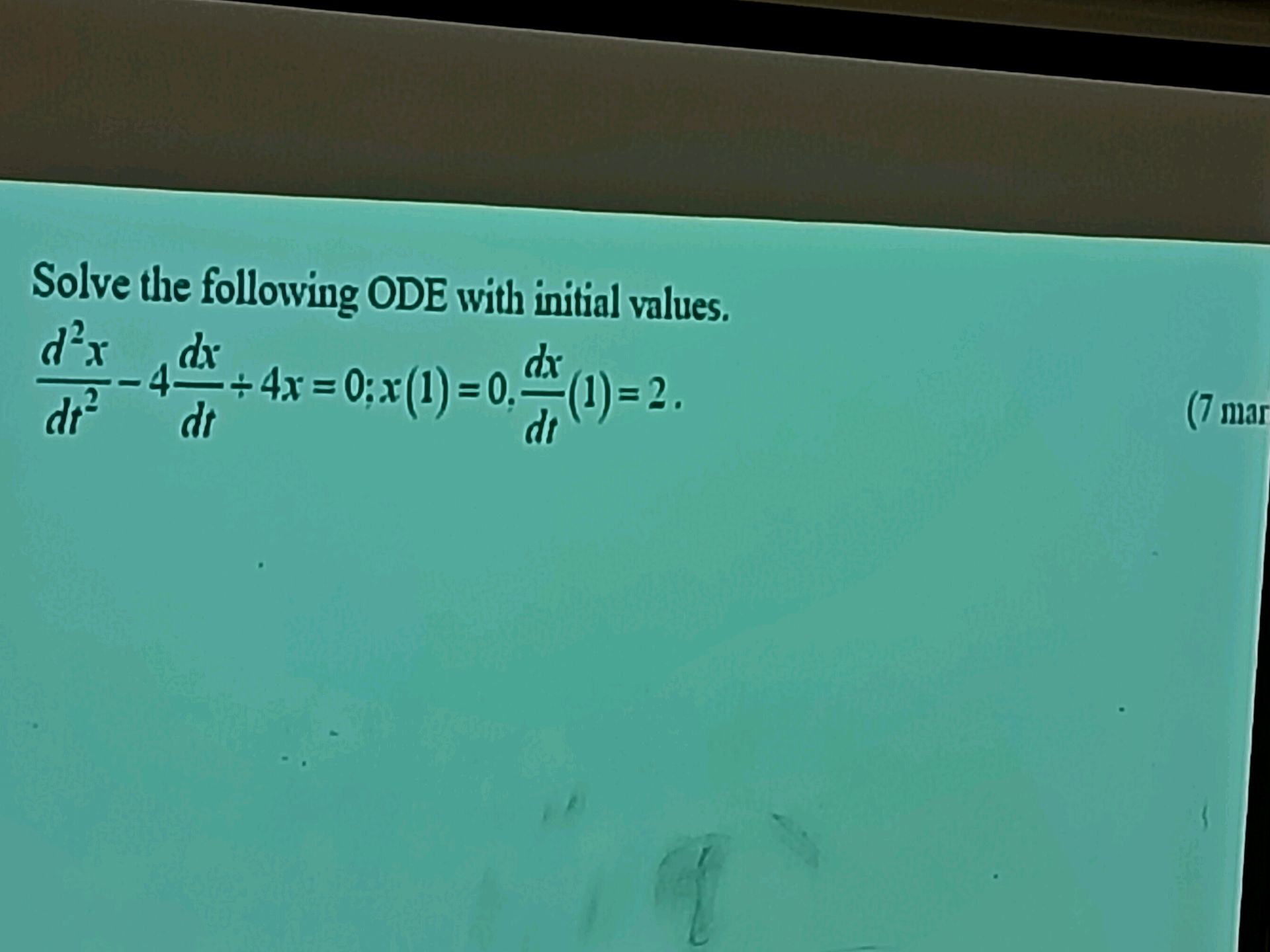 Solve the following ODE with initial values. | StudyX