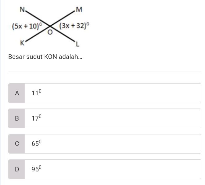 N. (5x+10)° (3x +32)° M K L Besar | StudyX