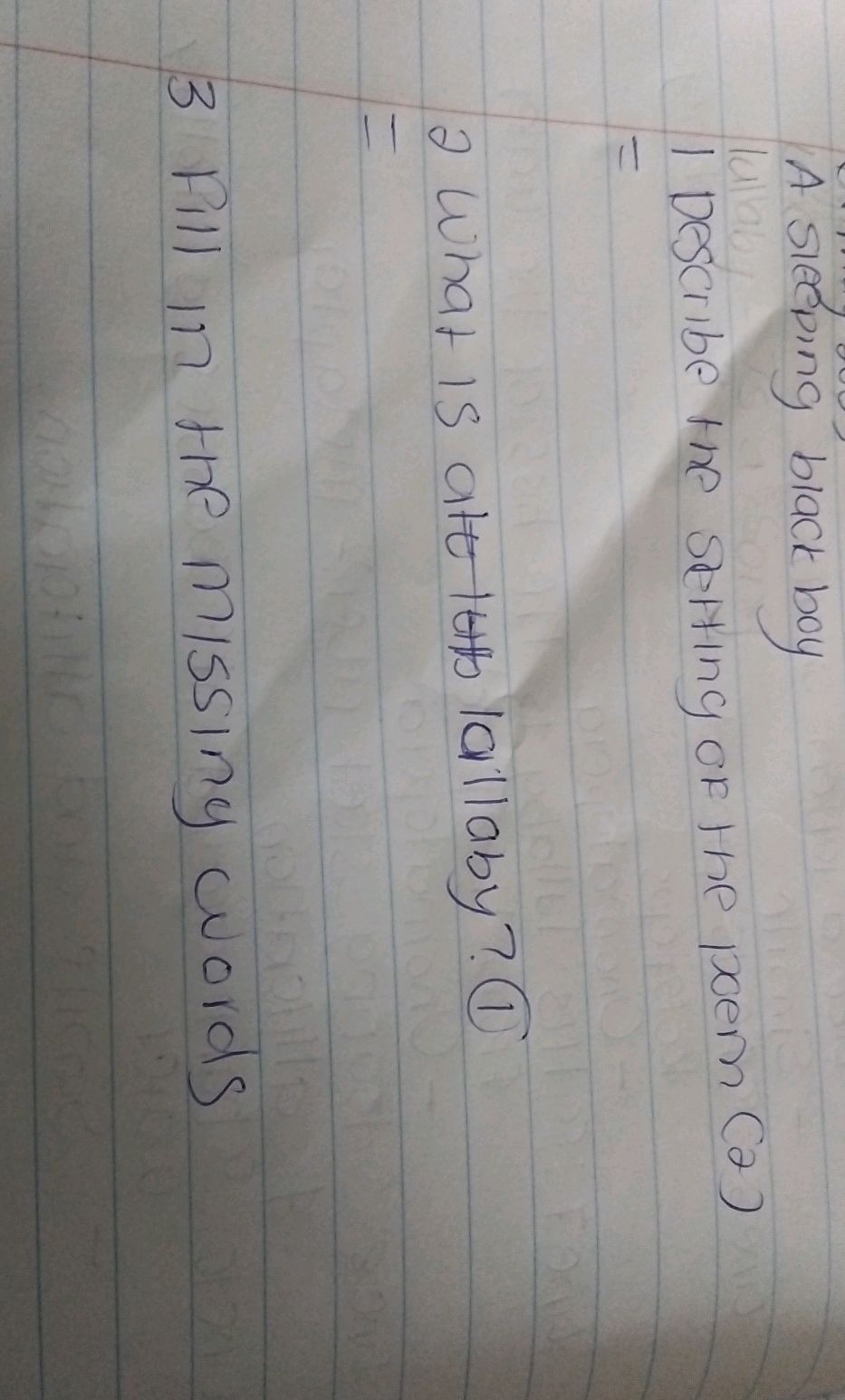 1 Describe the setting of the poem (2) 2 | StudyX