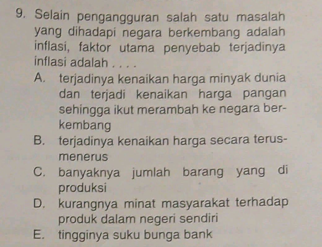 9. Selain pengangguran salah satu masalah | StudyX