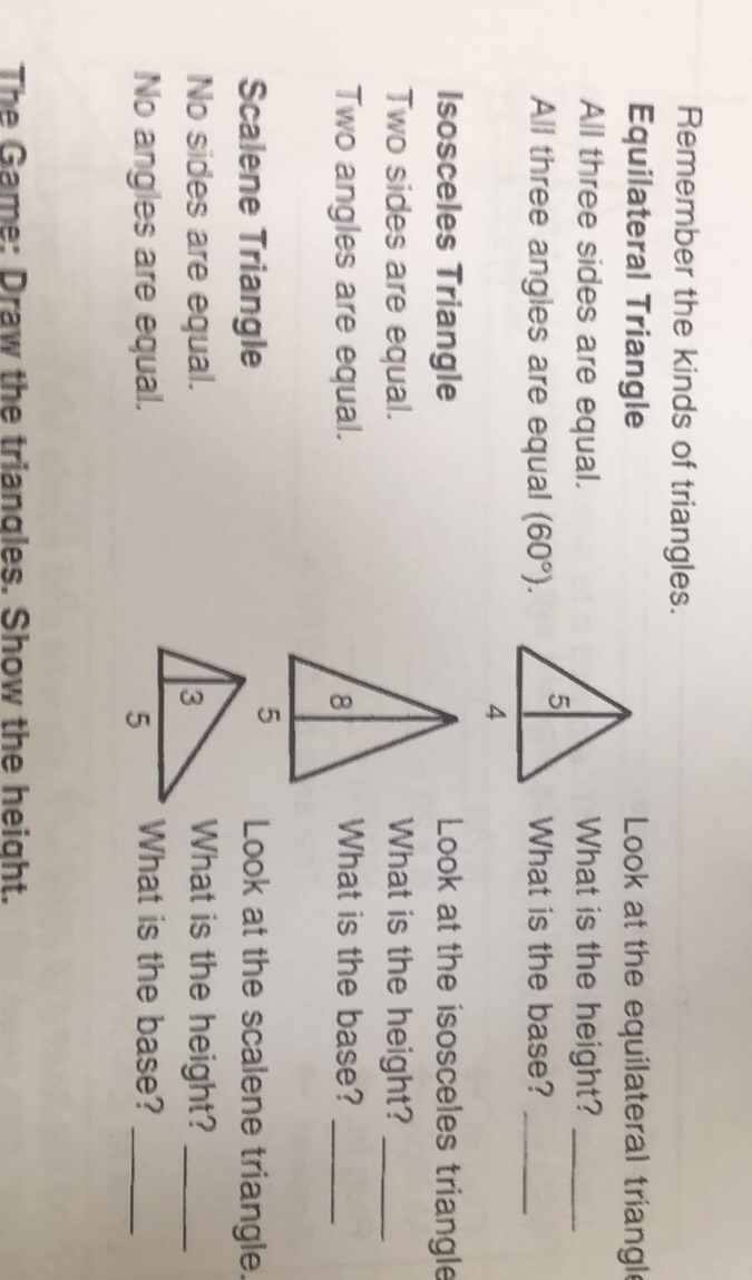 Remember the kinds of triangles. | StudyX