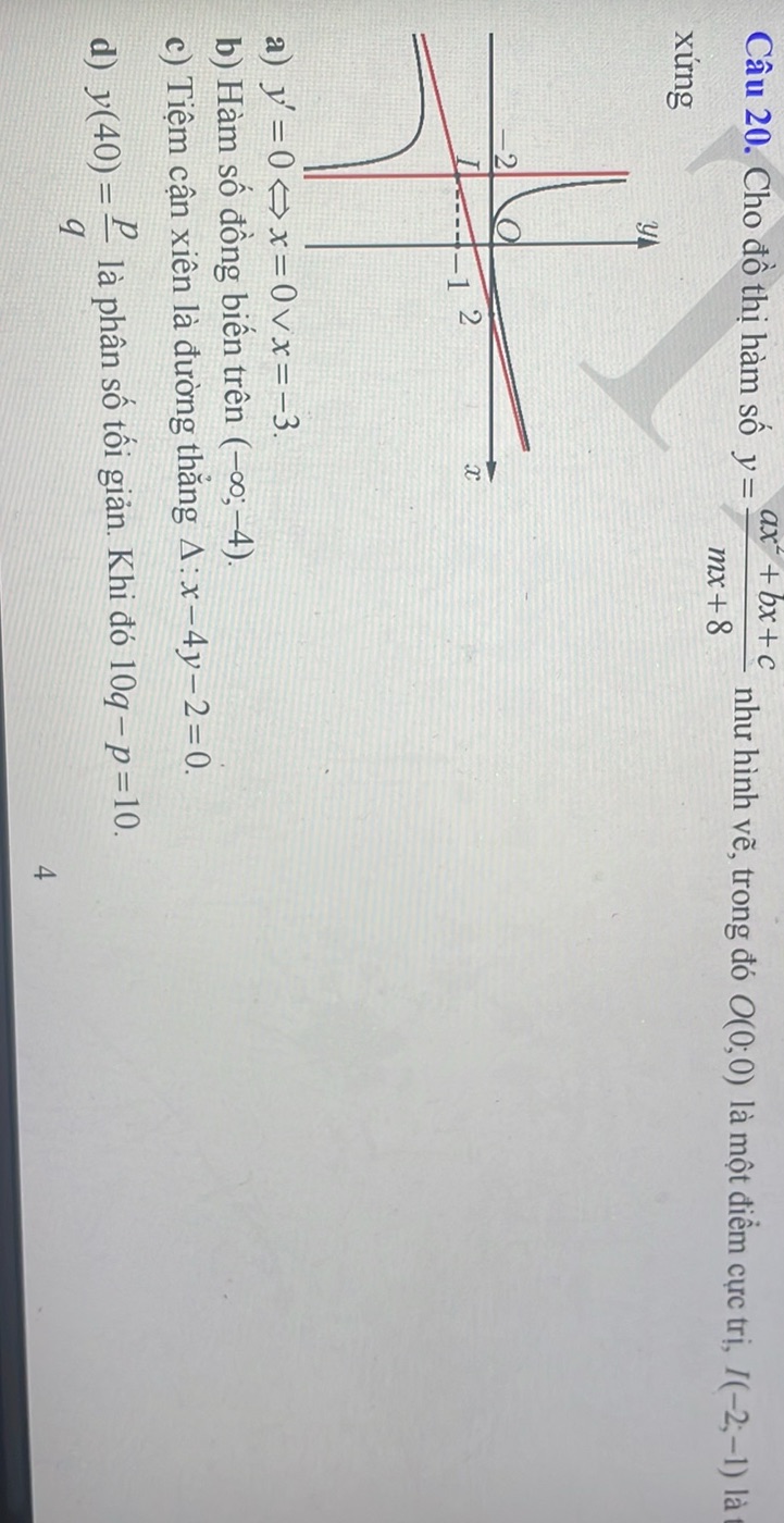 Câu 20. Cho đồ thị hàm số $y = {ax + bx + | StudyX