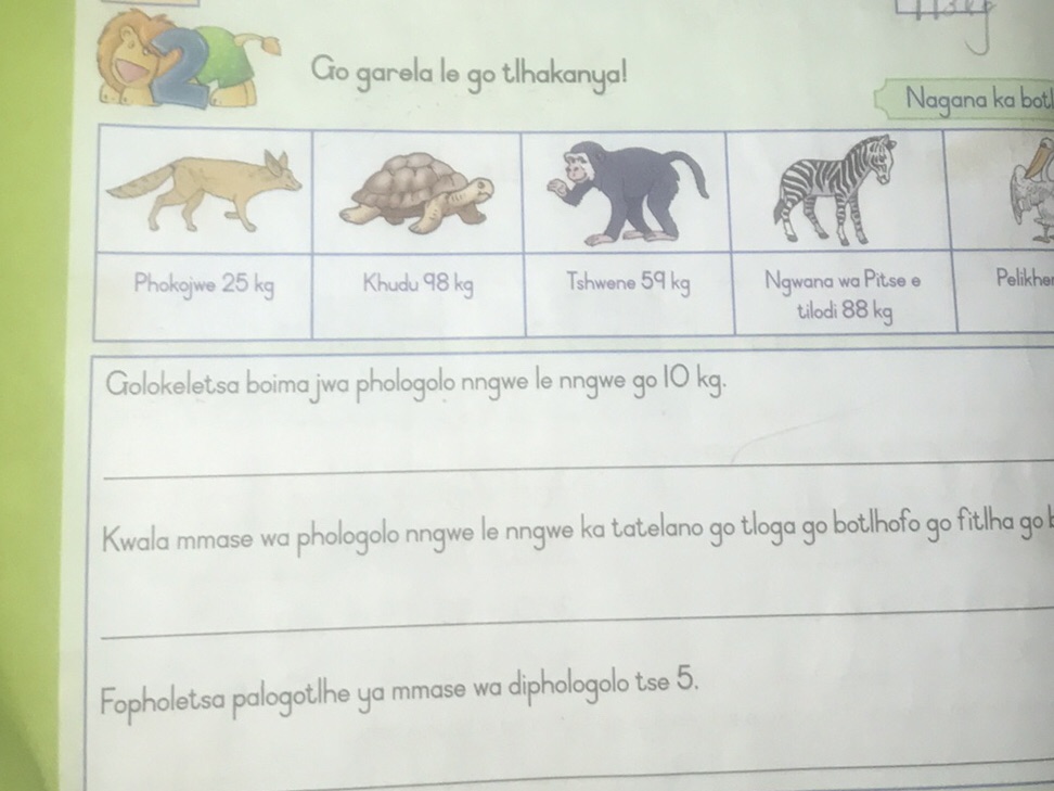 Gro garela le go tlhakanya! | Animal | | StudyX