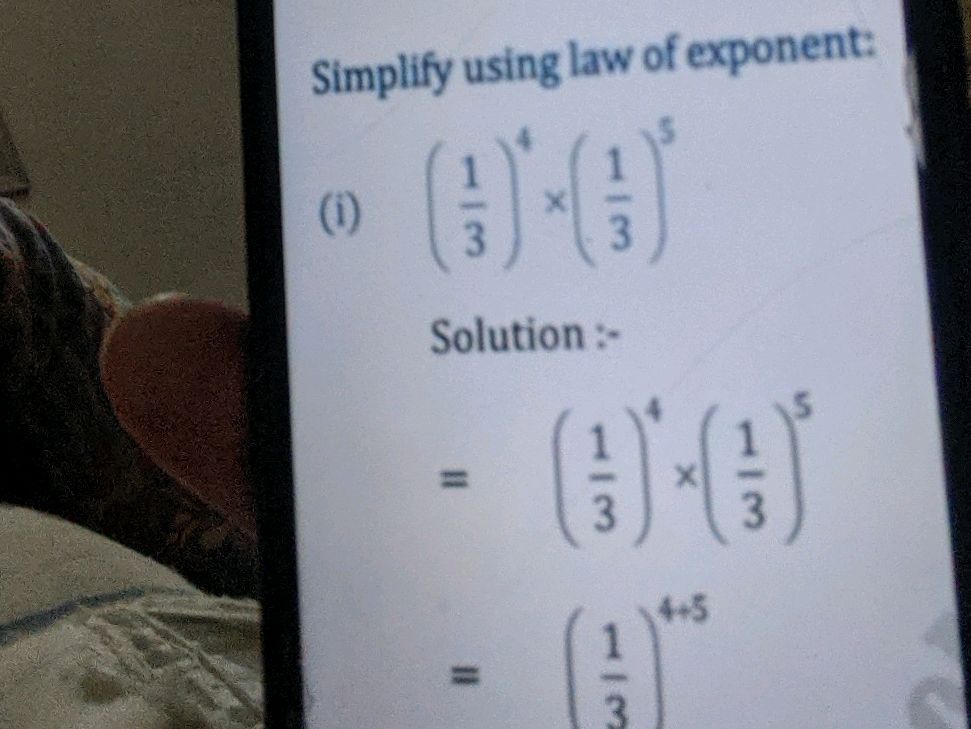 Simplify using law of exponent: (i) $( | StudyX