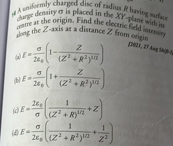 14 A uniformly charged disc of radius R | StudyX