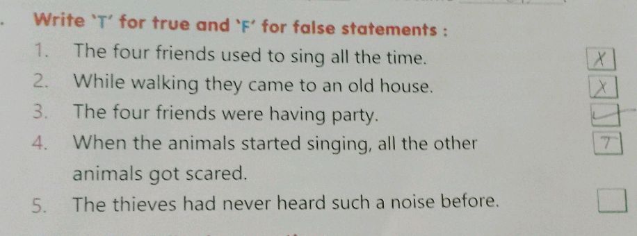 Write 'T' for true and 'F' for false | StudyX