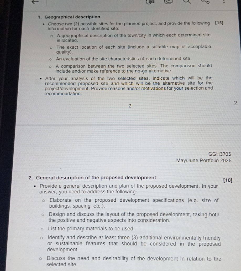 1. Geographical description Choose two (2) | StudyX