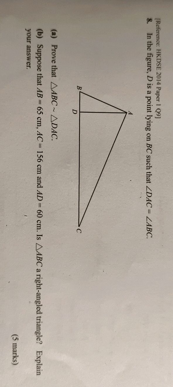 8. In the figure, D is a point lying on BC | StudyX