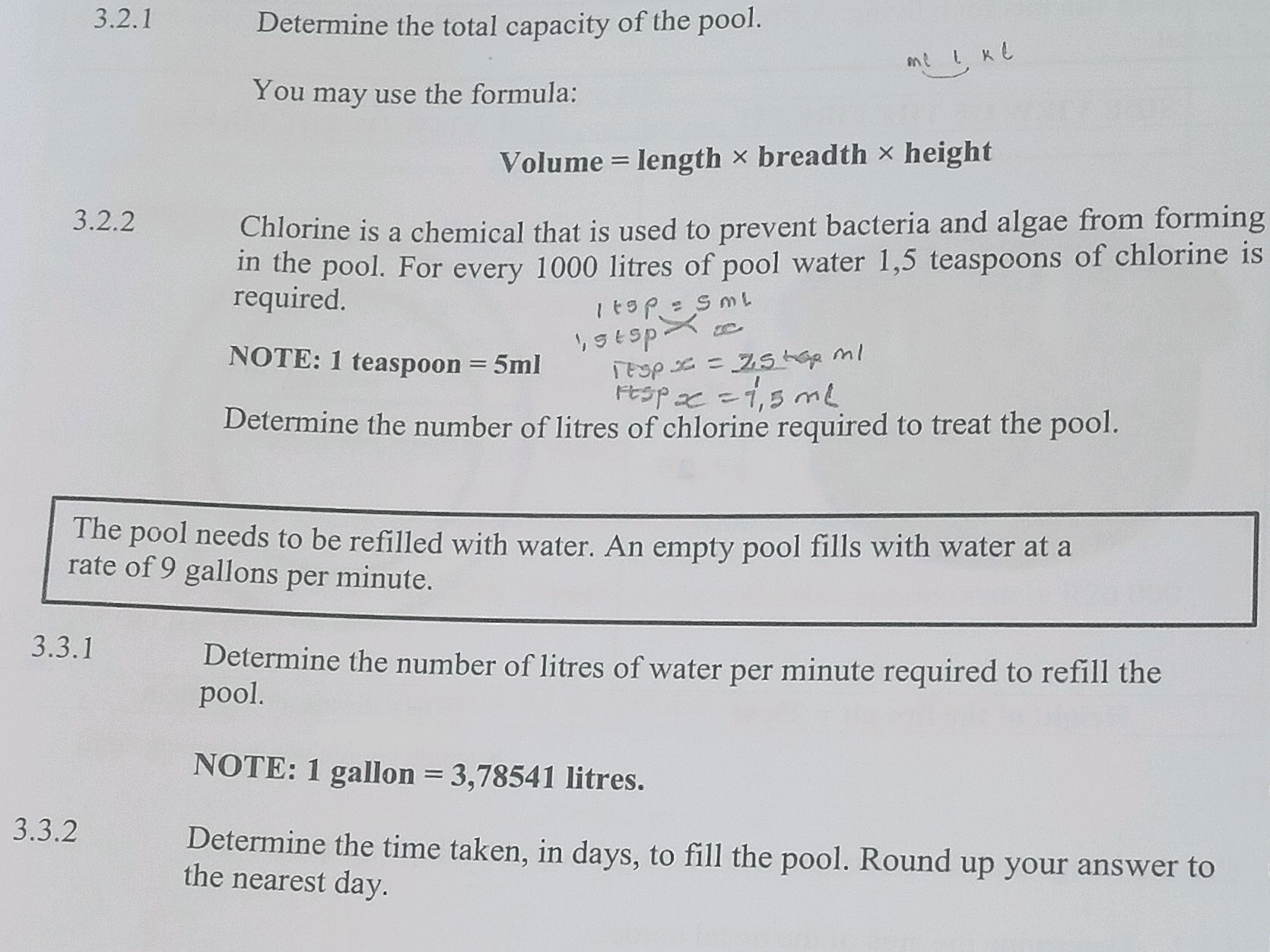 3.2.1 Determine the total capacity of the | StudyX