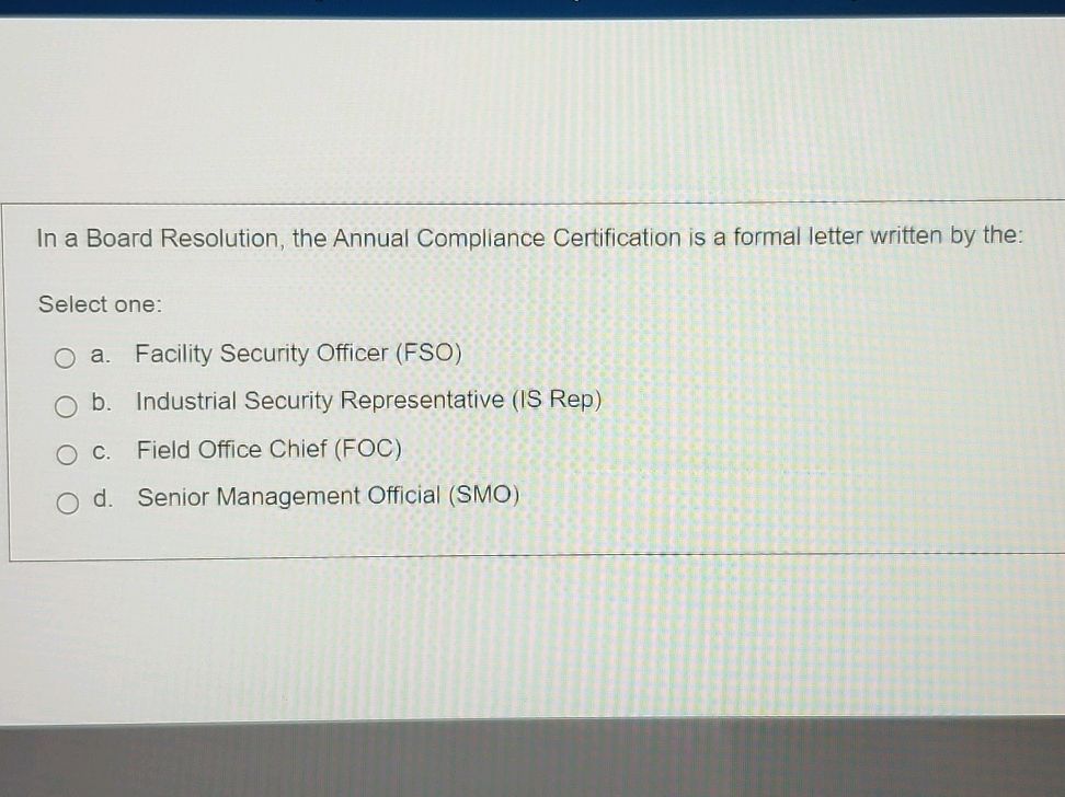 In a Board Resolution, the Annual Compliance | StudyX