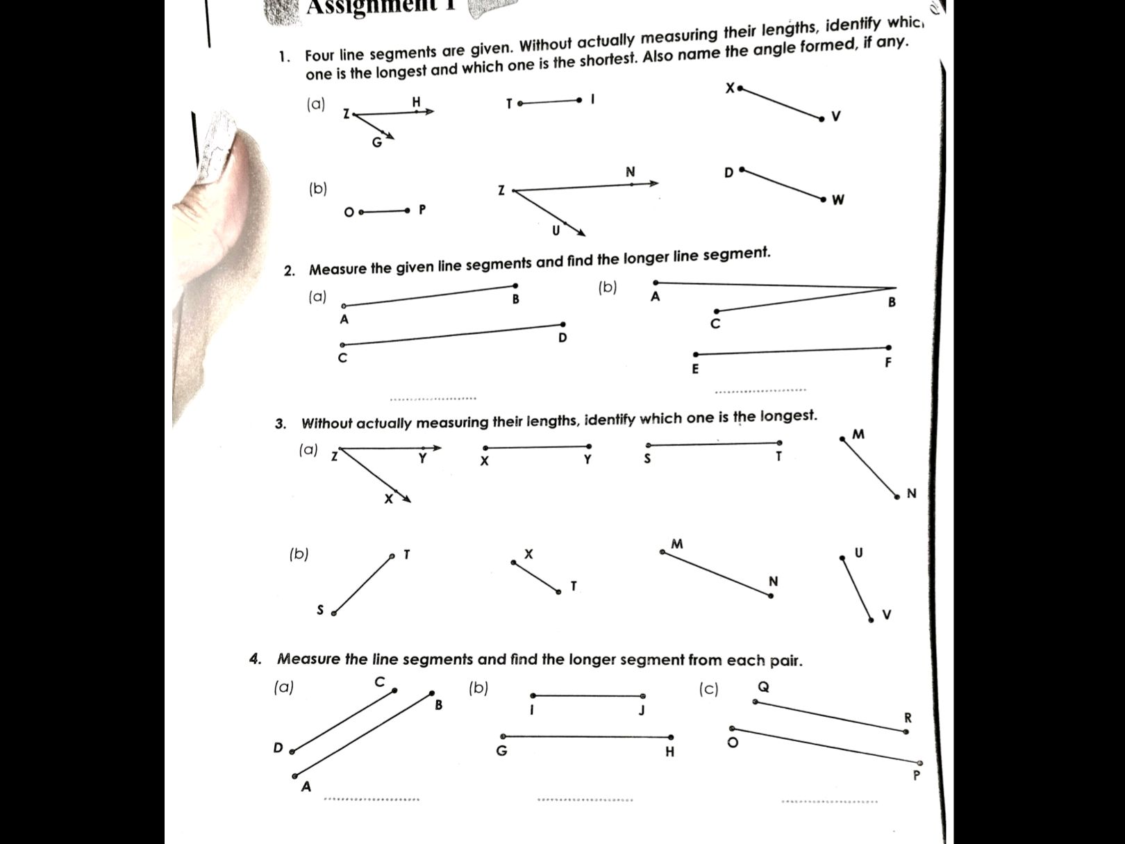 1. Four line segments are given. Without | StudyX