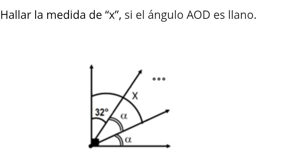 Hallar la medida de "x", si el ángulo AOD es | StudyX
