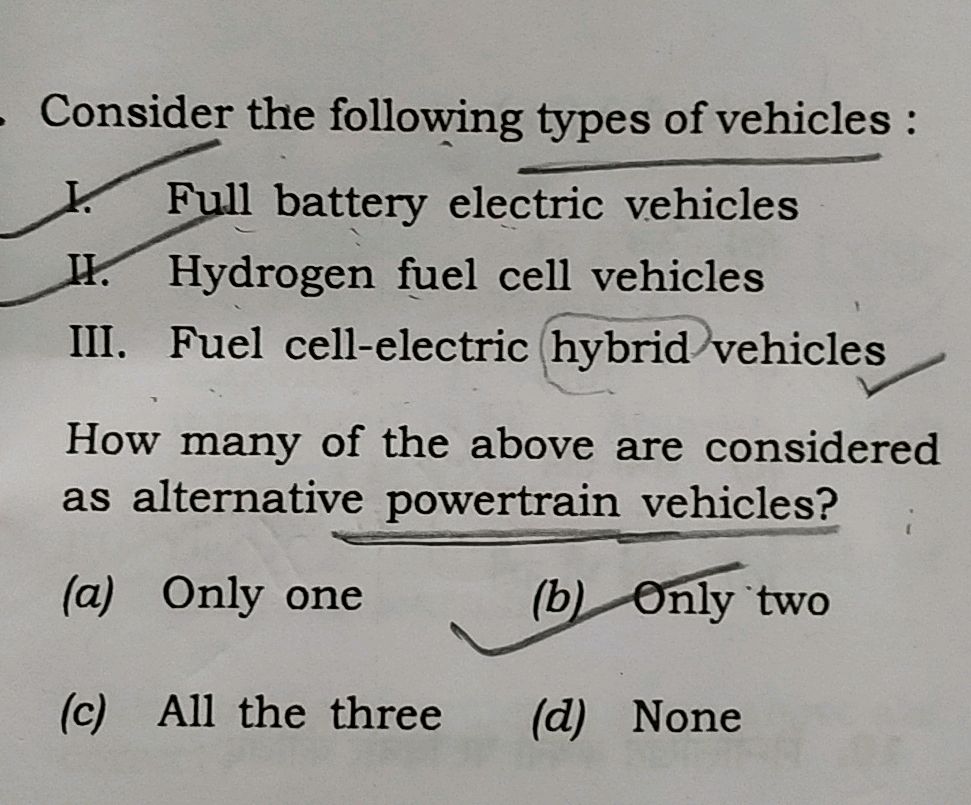 Consider the following types of vehicles: | StudyX