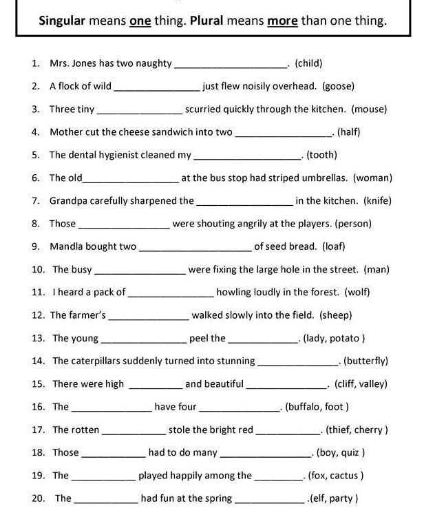 Singular means one thing. Plural means more | StudyX