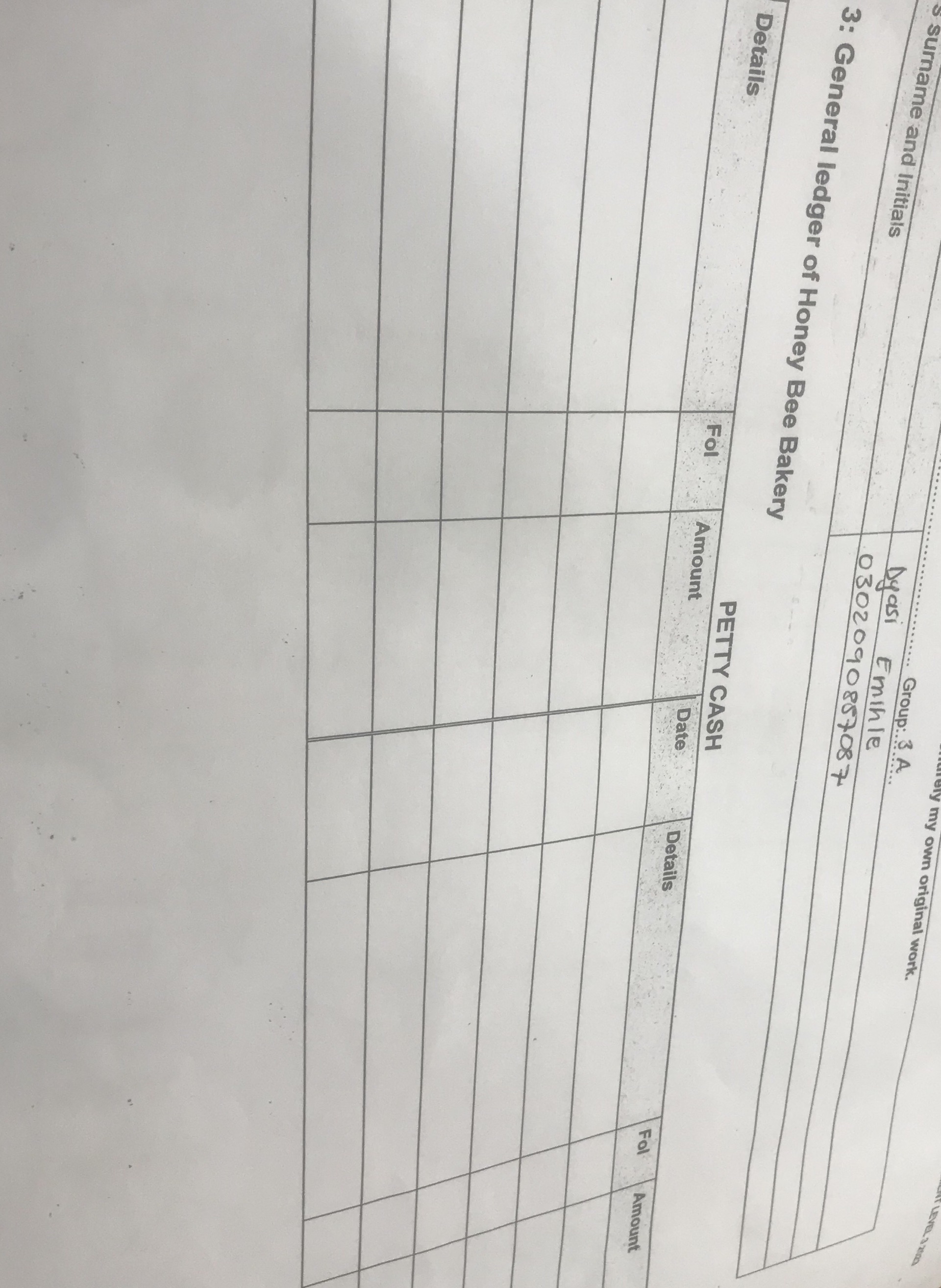 3: General ledger of Honey Bee Bakery PETTY | StudyX