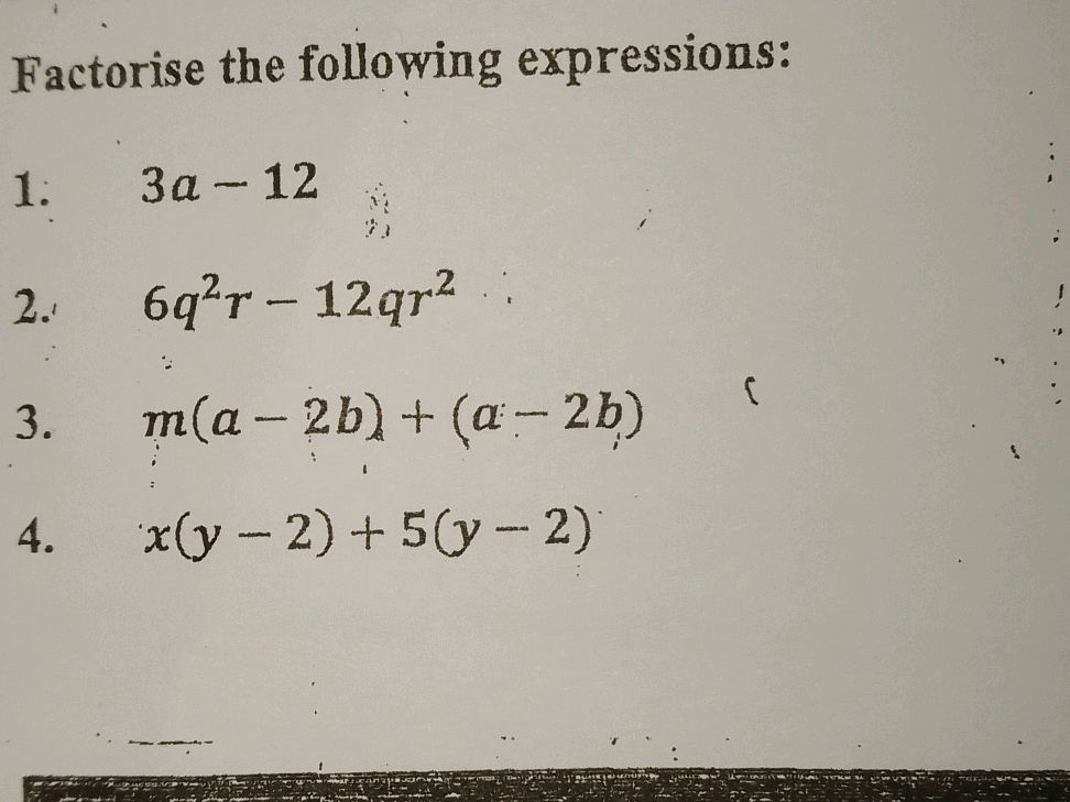 Factorise the following expressions: 1. | StudyX