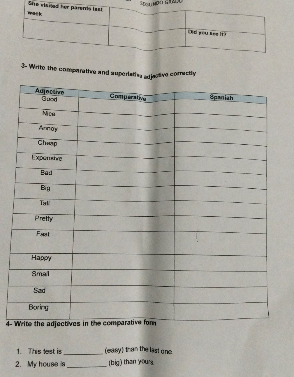 3- Write the comparative and superlative | StudyX