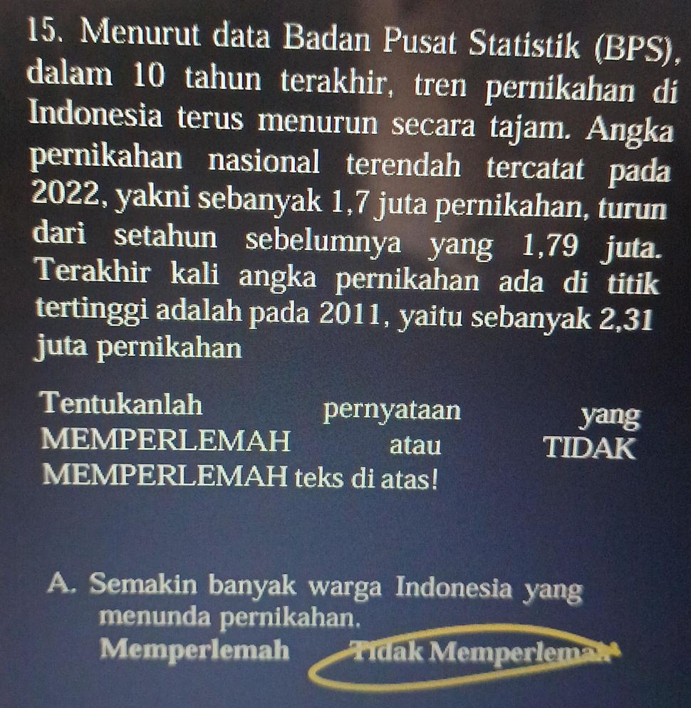 15. Menurut data Badan Pusat Statistik | StudyX
