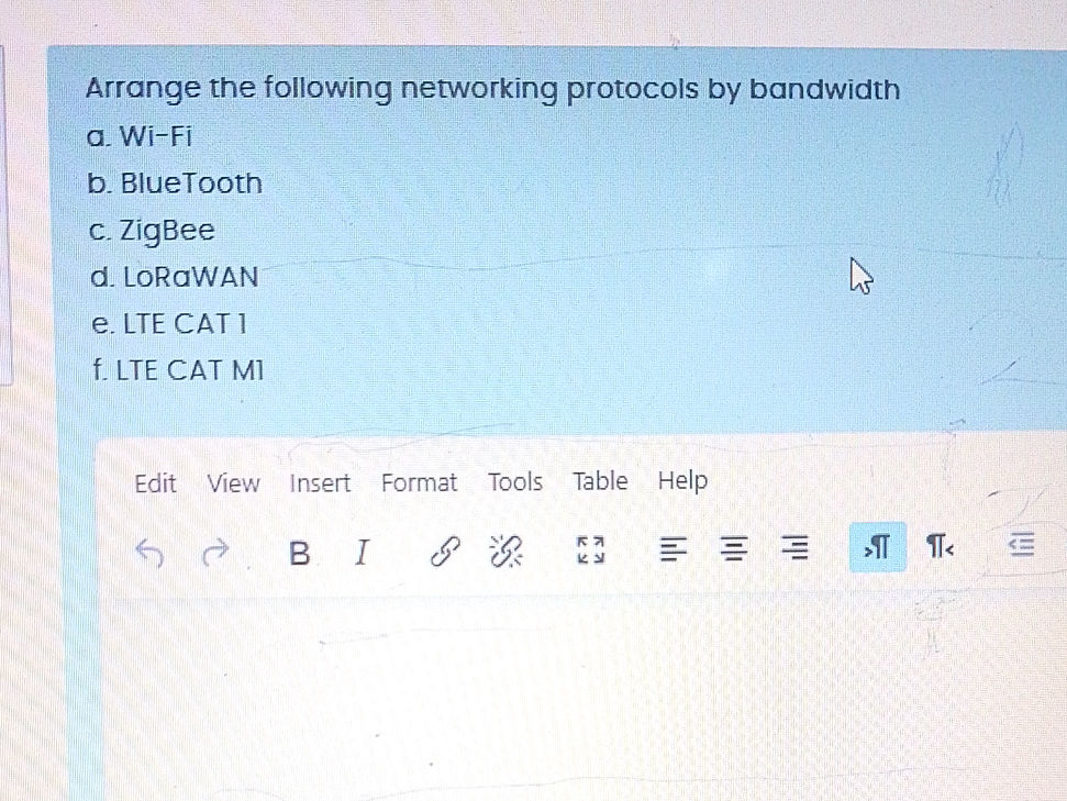 Arrange the following networking protocols | StudyX