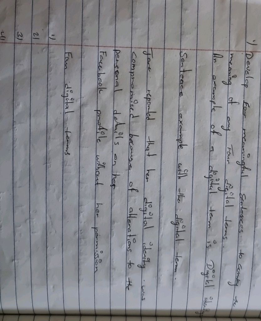 1) Develop four meaningful sentences to | StudyX