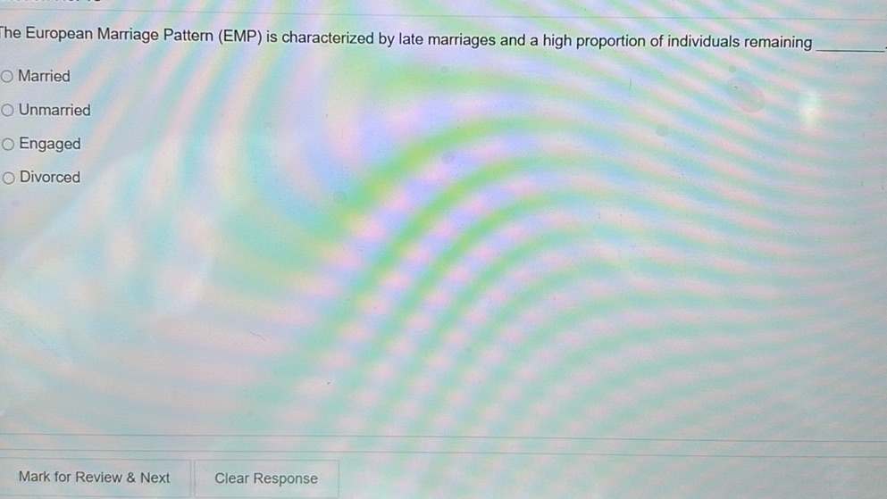 The European Marriage Pattern (EMP) is | StudyX