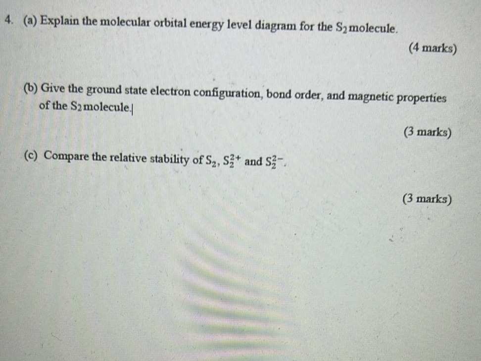 4. (a) Explain the molecular orbital energy | StudyX