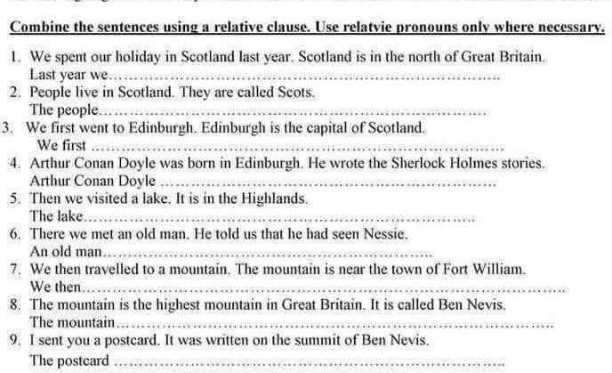 Combine the sentences using a relative | StudyX