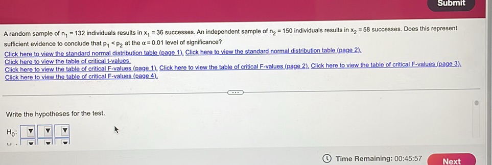 A random sample of n₁ = 132 individuals | StudyX