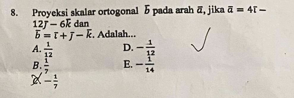 8. Proyeksi skalar ortogonal $ {b}$ pada | StudyX